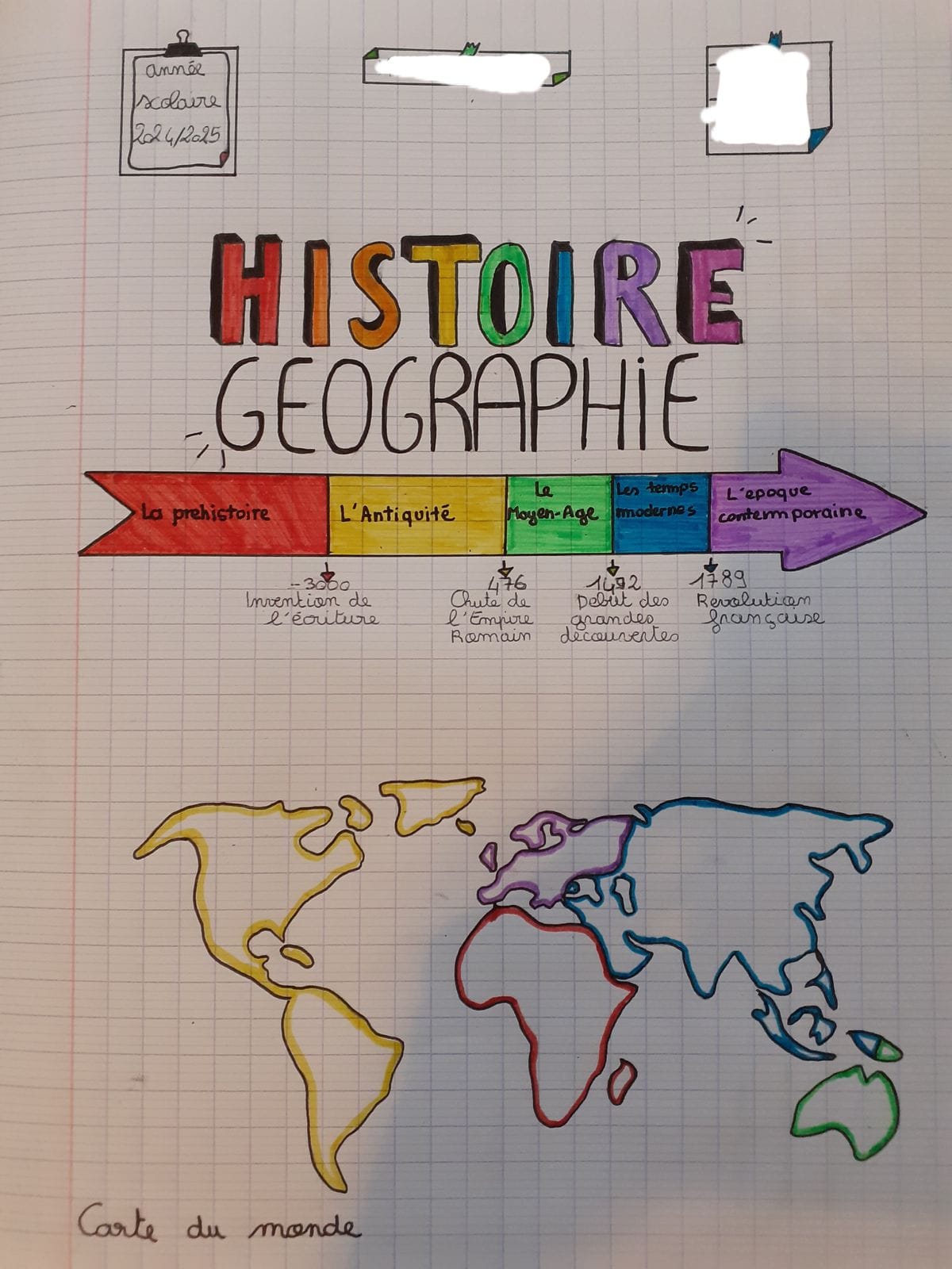 Page de garde Histoire-Géographie originale à imprimer
